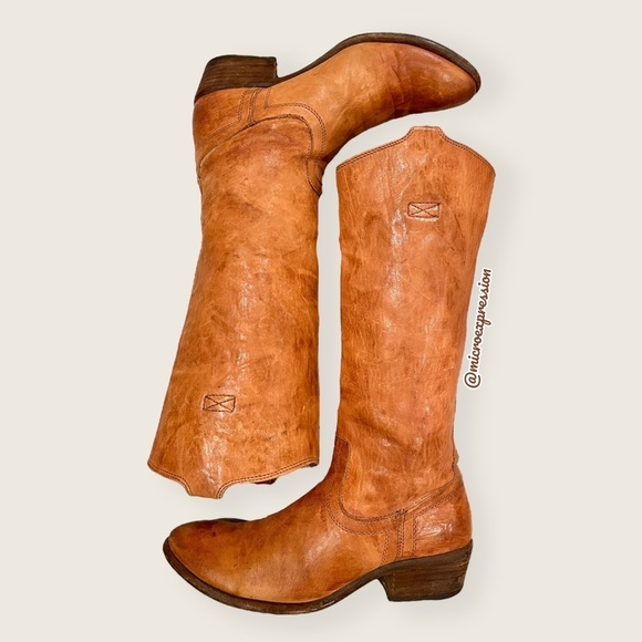 Frye | Shoes | 399 Frye Carson Tab Low Heel Distressed Cognac Brown ...